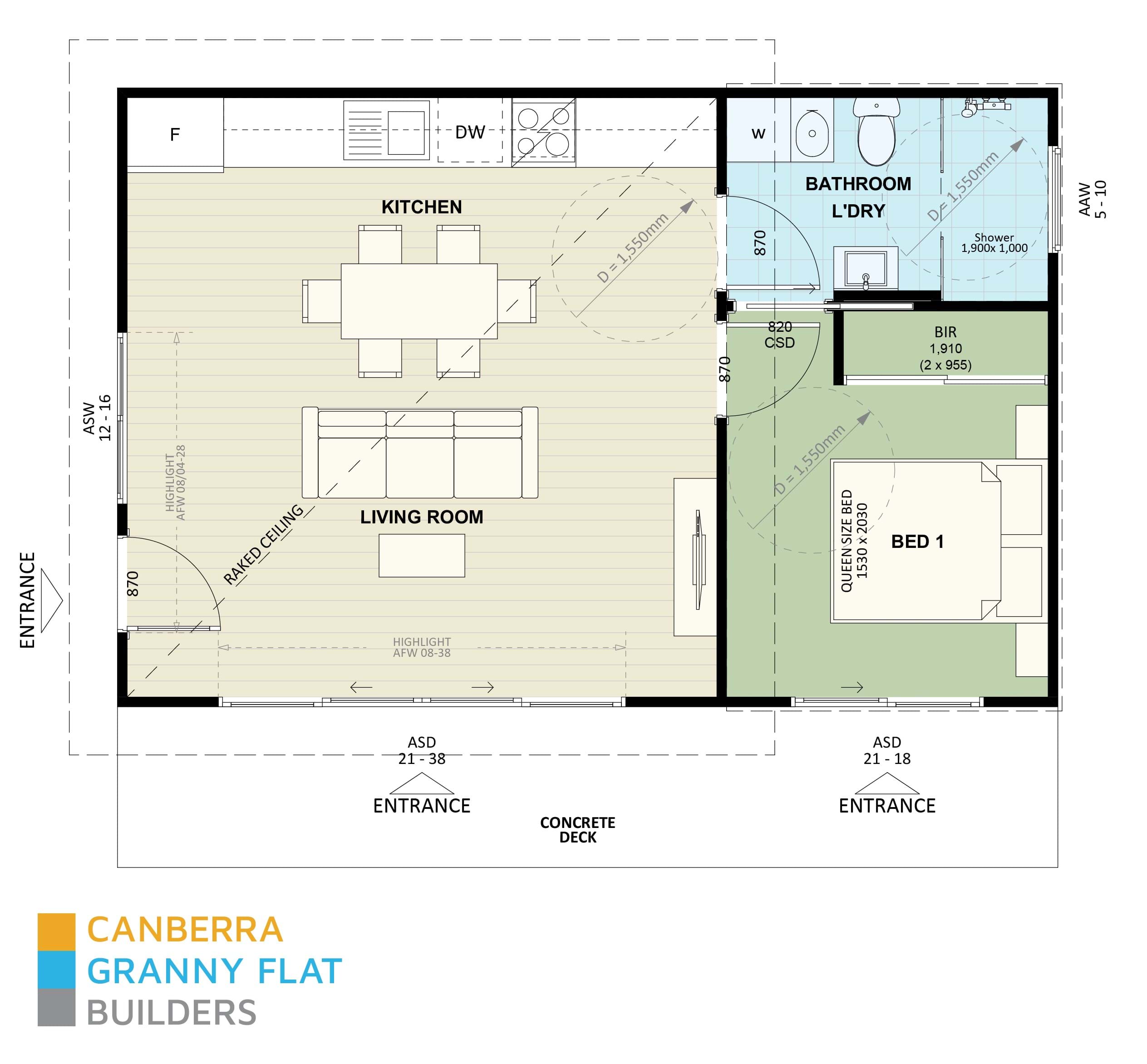 Canberra Granny Flat Builders | One Bedroom Flat | Design 145